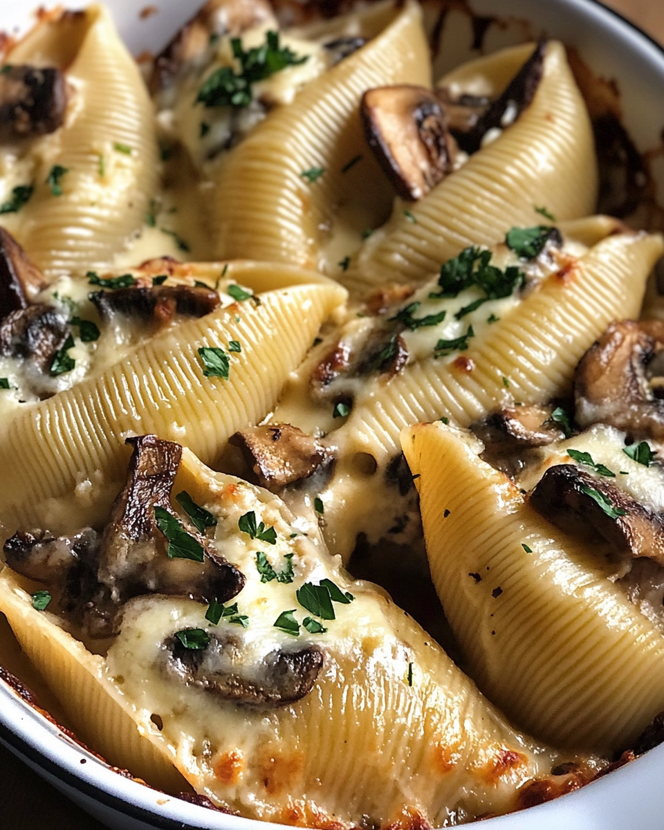 Creamy Garlic Mushroom Stuffed Shells